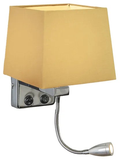 Nástěnná lampa Brescia chrom s odstínem hranatá béžová