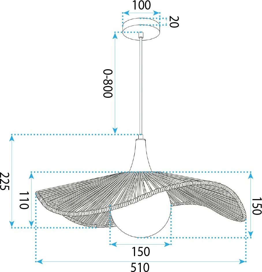 Toolight Natural, závěsné stropní svítidlo 50cm, 1xE27, APP1932-1CP, přírodní hnědá-černá, OSW-66069