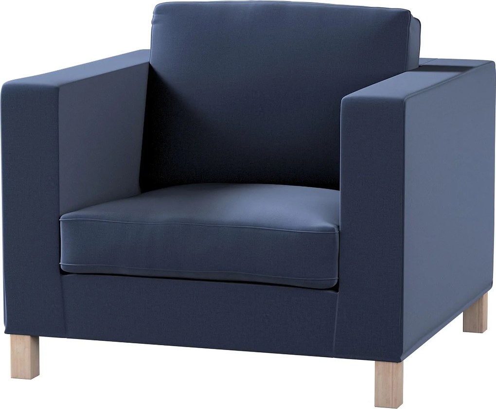 Potah na křesko IKEA Karlanda, krátký barva tmavě modrá látka sametová