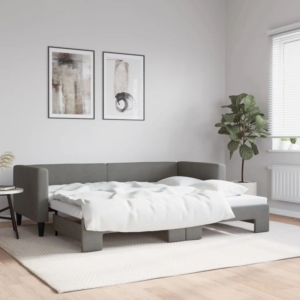 Válenda s přistýlkou tmavě šedá 80 x 200 cm textil 3196574