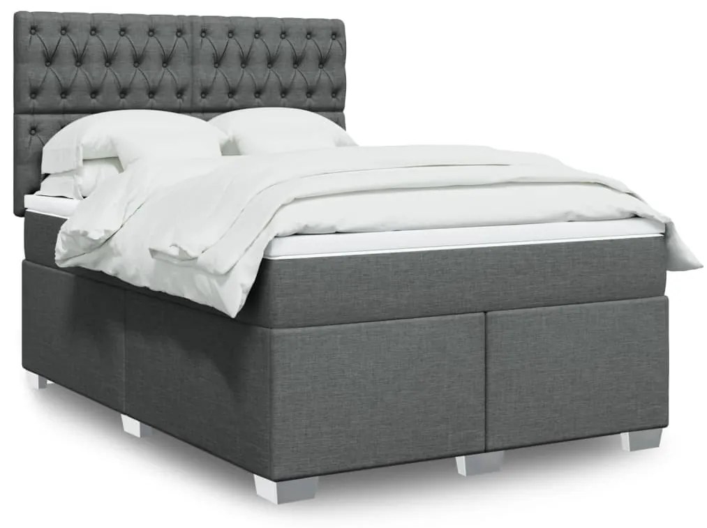 Box spring postel s matrací tmavě šedý 140 x 190 cm textil