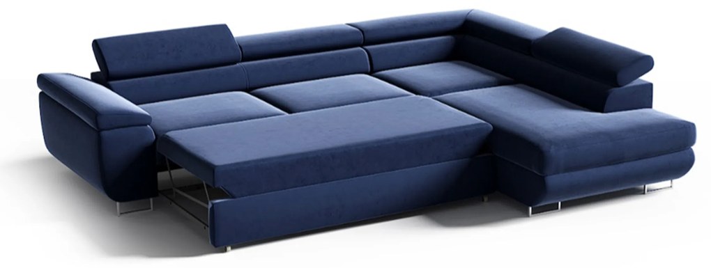 Rohová rozkládací sedací souprava do L IKARUS, 271 cm, s úložným prostorem Roh pohovky: Pravý, Barva látky: Tmavě šedá (Monolith 92)