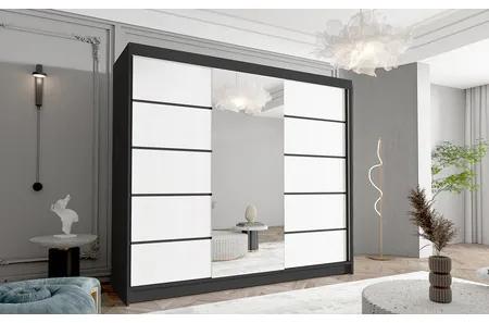 Velká šatní skříň DAVOS VI 250 cm Bílá/Černá