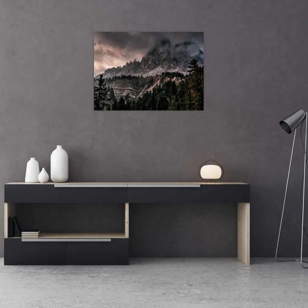 Skleněný obraz skalnatých hor (70x50 cm)