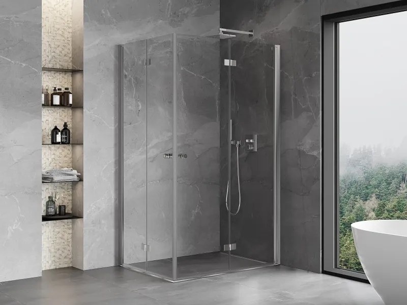 Mexen Mist-F Duo, skládací sprchový kout 70 x 80 cm, čiré sklo, chromový profil, 8A6-070L-080P-01-00