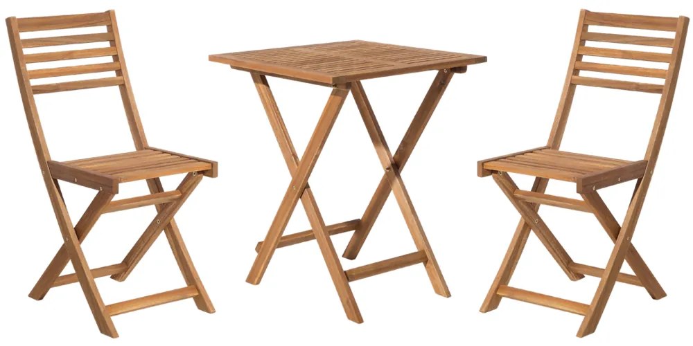 Dřevěná zahradní bistro sada skládacího stolu a židlí - FIJI