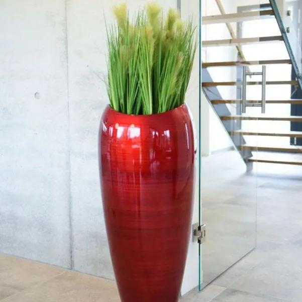 Květináč DELUXE 100, sklolaminát, výška 100 cm, červeno-černý lesk