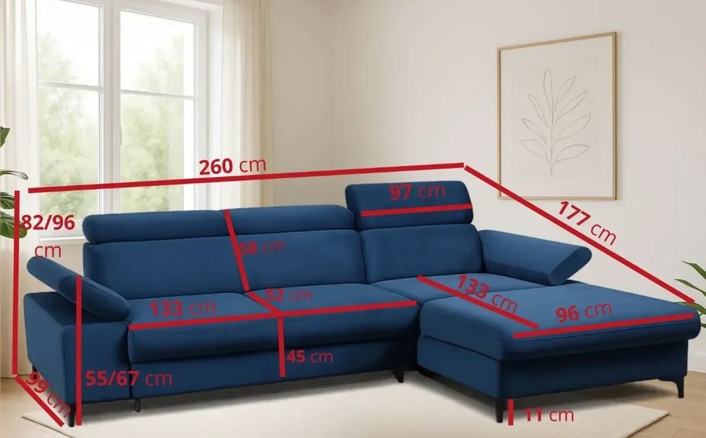 Sedací souprava Lazur, levá, šedá (salvador 14)