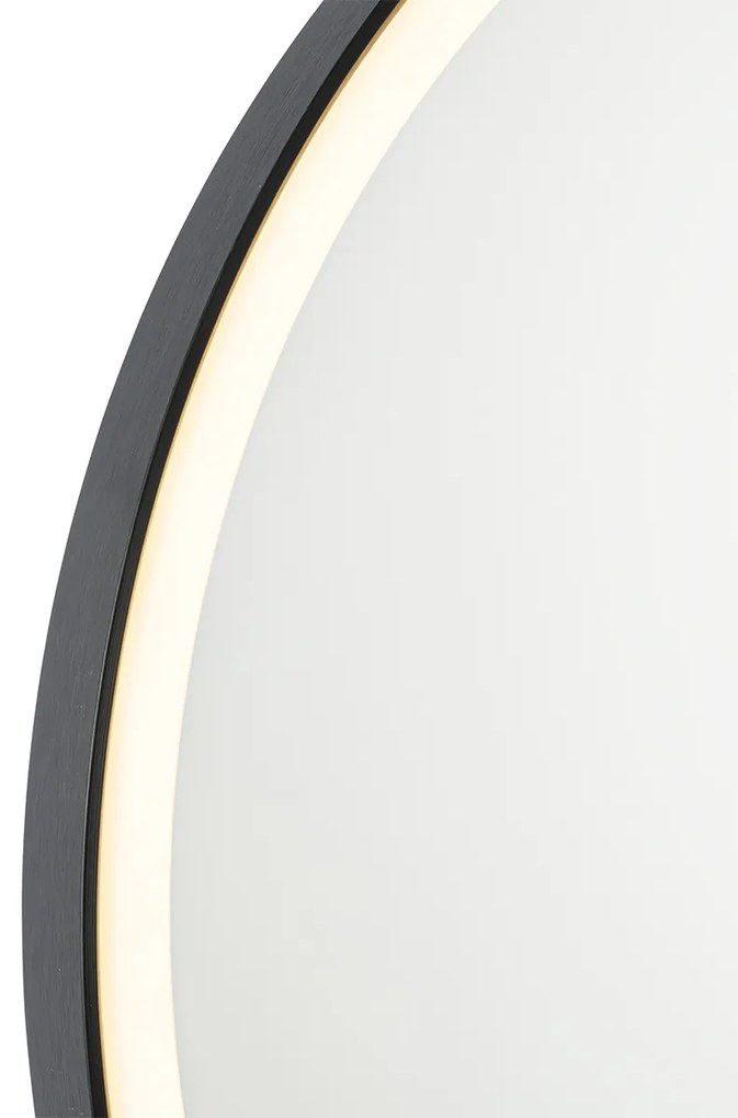 Černé koupelnové zrcadlo 70 cm včetně LED s dotykovým stmívačem - Miral