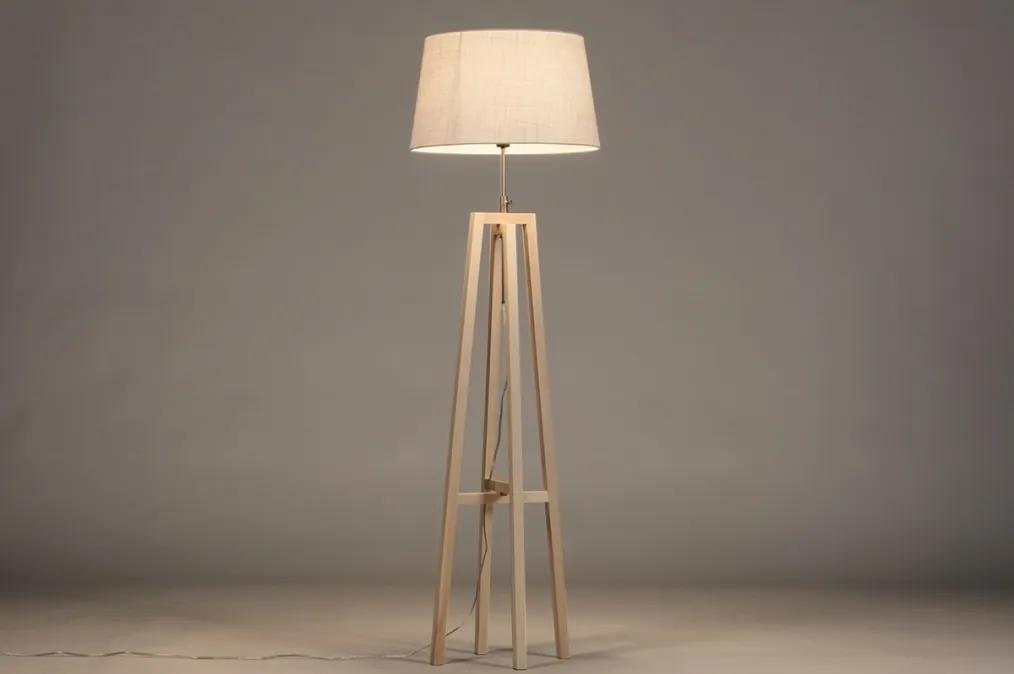 Stojací designová lampa Paola Bianco and Natur Wood