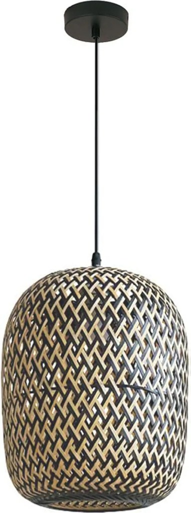 Toolight Bamboo, závěsné svítidlo 1xE27 25x30 cm APP1542-1CP, černá-hnědá, OSW-05120