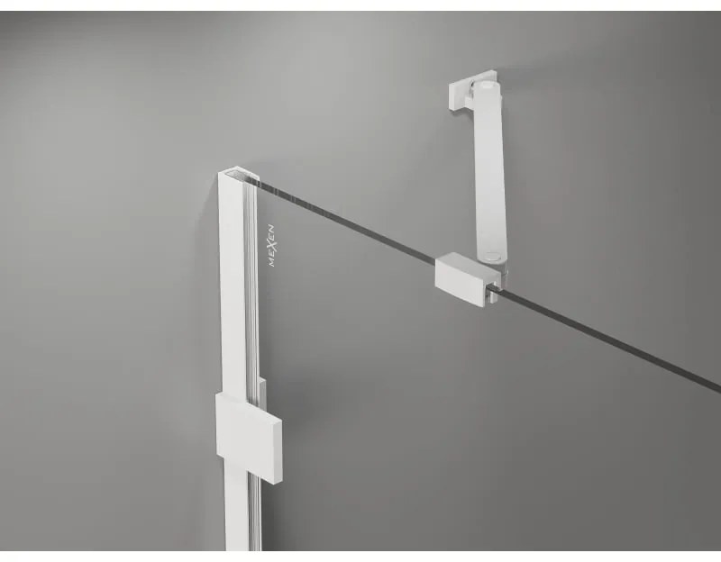 Mexen Lunar-B, výklopný sprchový kout levý 70 x 70 cm, 8mm čiré sklo, bílý profil, 832-070-070-20-00-L