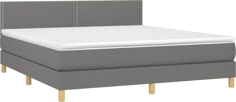 Box spring postel s matrací a LED tmavě šedá 180x200 cm textil 3133654