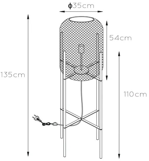 Lucide 45785/01/30 - Stojací lampa MESH 1xE27/40W/230V černá