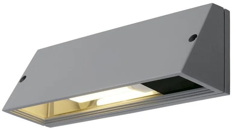 SLV Big White 230034 Pema, venkovní nástěnné svítidlo se spodním svícením, 1x15W E27, stříbrná, délka 28cm, IP44