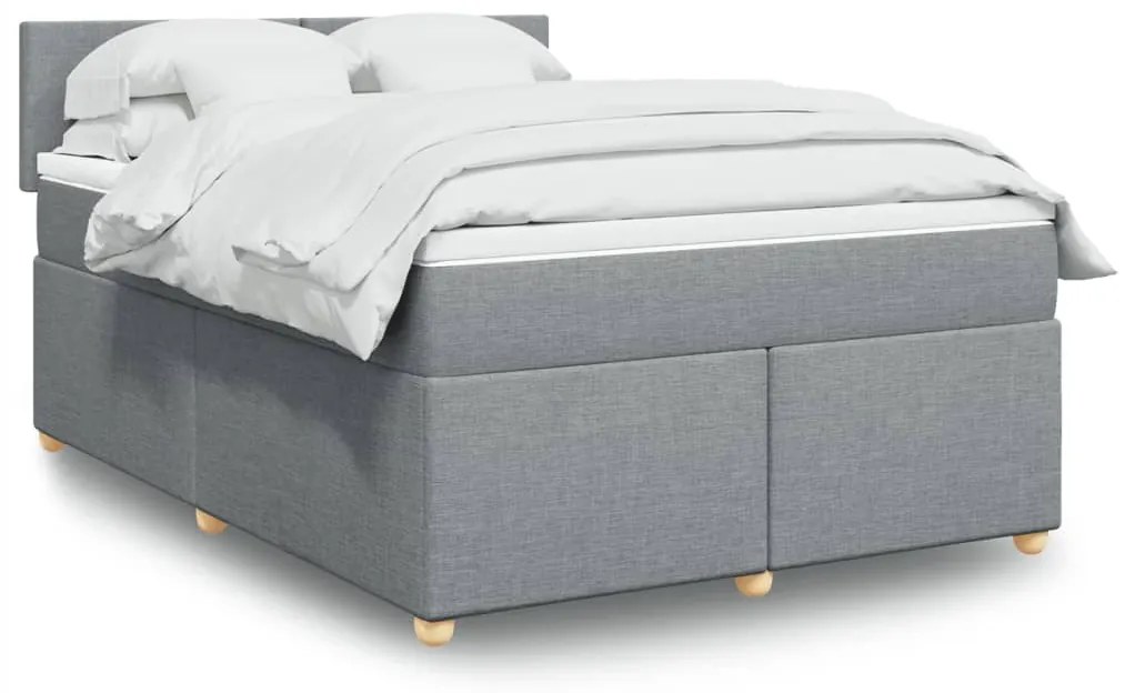Box spring postel s matrací světle šedá 140 x 190 cm textil