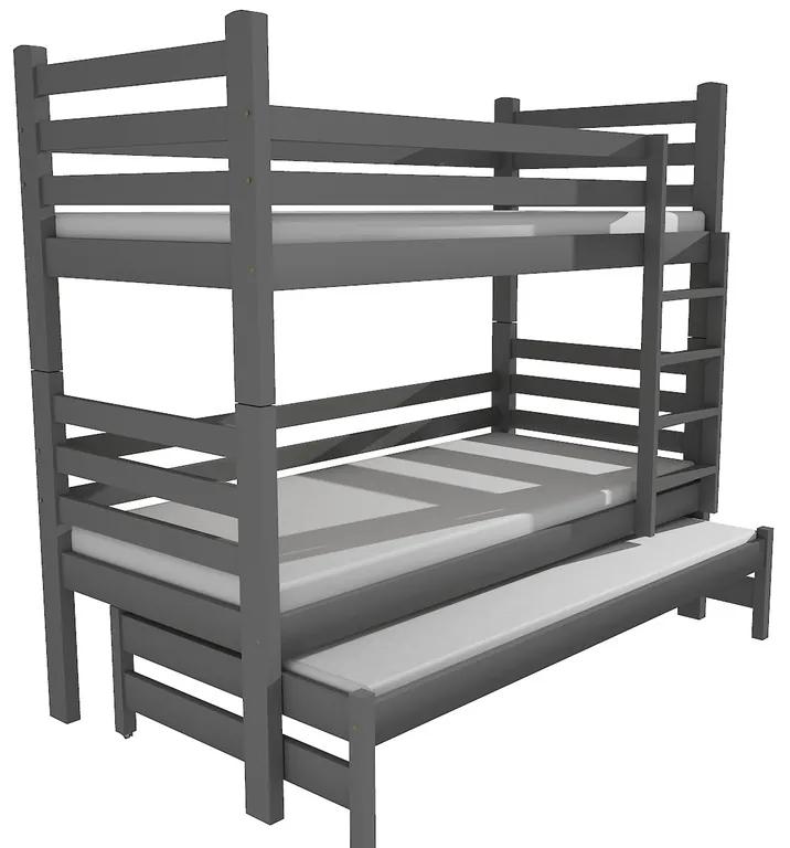 Vomaks Patrová postel s výsuvnou přistýlkou M 008 NEW* 90 x 200 cm bezbarvý lak 90 cm (+10 cm vsuvky mezi lůžky a prodloužený žebřík)