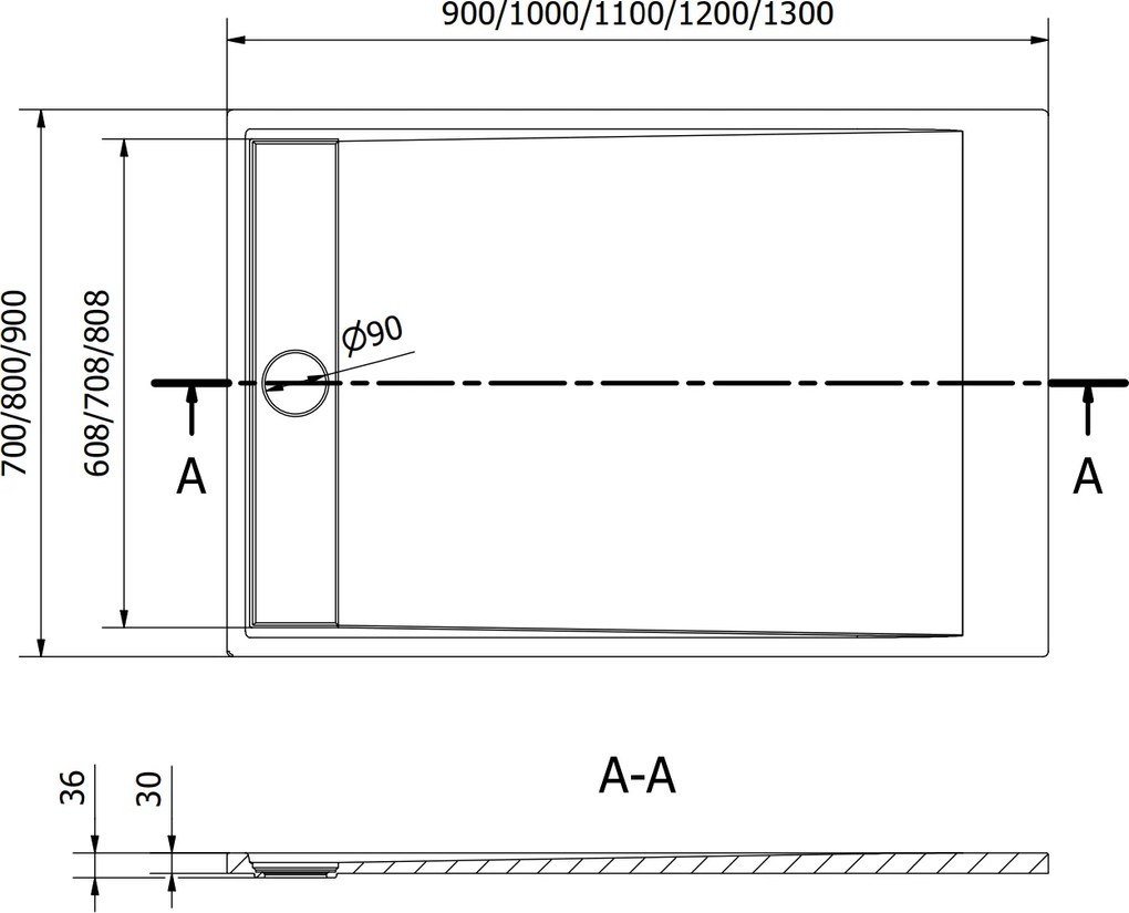 Sprchová SMC vanička MEXEN AMON 70x90 cm - bílá, 4F107090