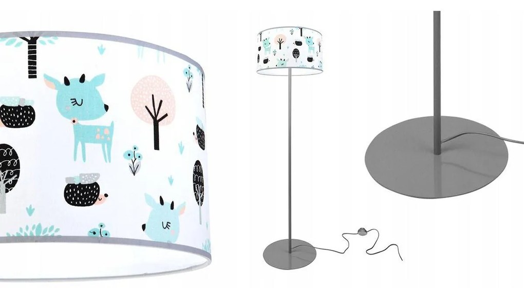 Dětská stojací lampa Bambi, 1x textilní stínítko se vzorem, (výběr ze 2 barev konstrukce), o