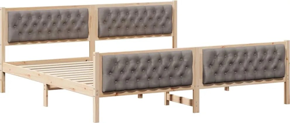 Rám postele s čelo Taupe 200 x 200 cm Masivní borové dřevo 3394271