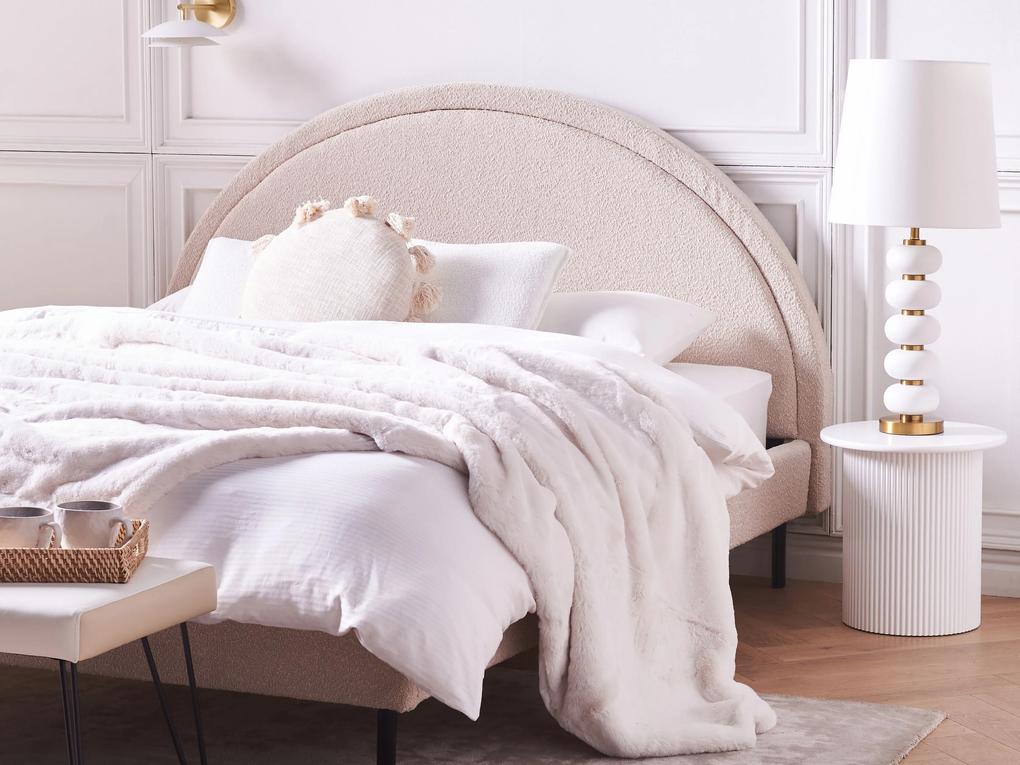 Čalouněná buklé postel 160 x 200 cm béžová MARGUT Beliani