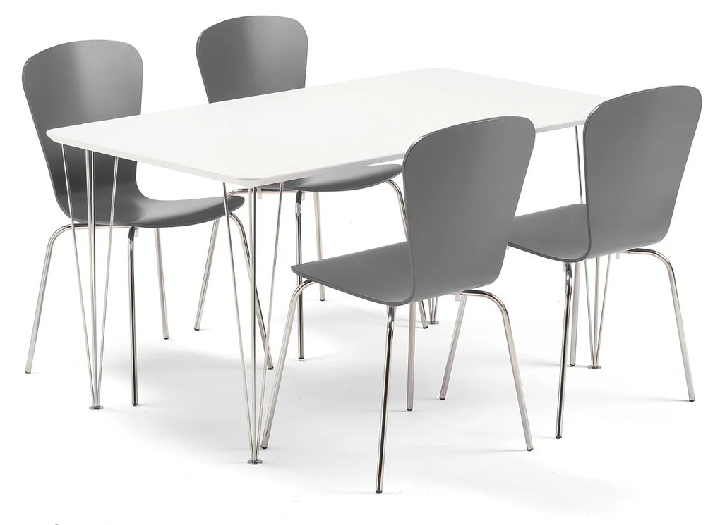 AJ Produkty Jídelní set Zadie + Milla, 1 stůl a 4 antracitové židle