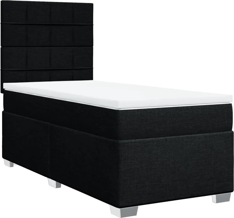 Box spring postel s matrací černá 90x200 cm textil 3290373