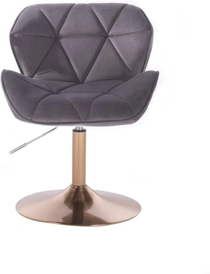 LuxuryForm DESIGN Otočná židle MILANO VELUR na zlatém talíři - tmavě šedá