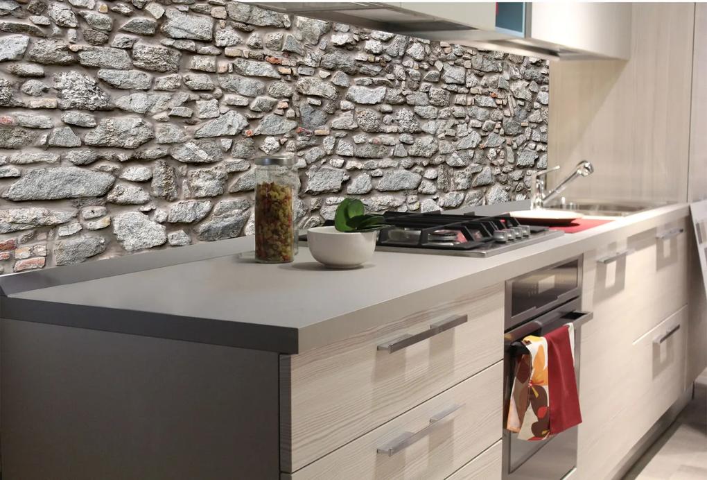 DIMEX | Fototapeta do kuchyně Stará kamenná zeď KI-180-255 | 180 x 60 cm | šedá