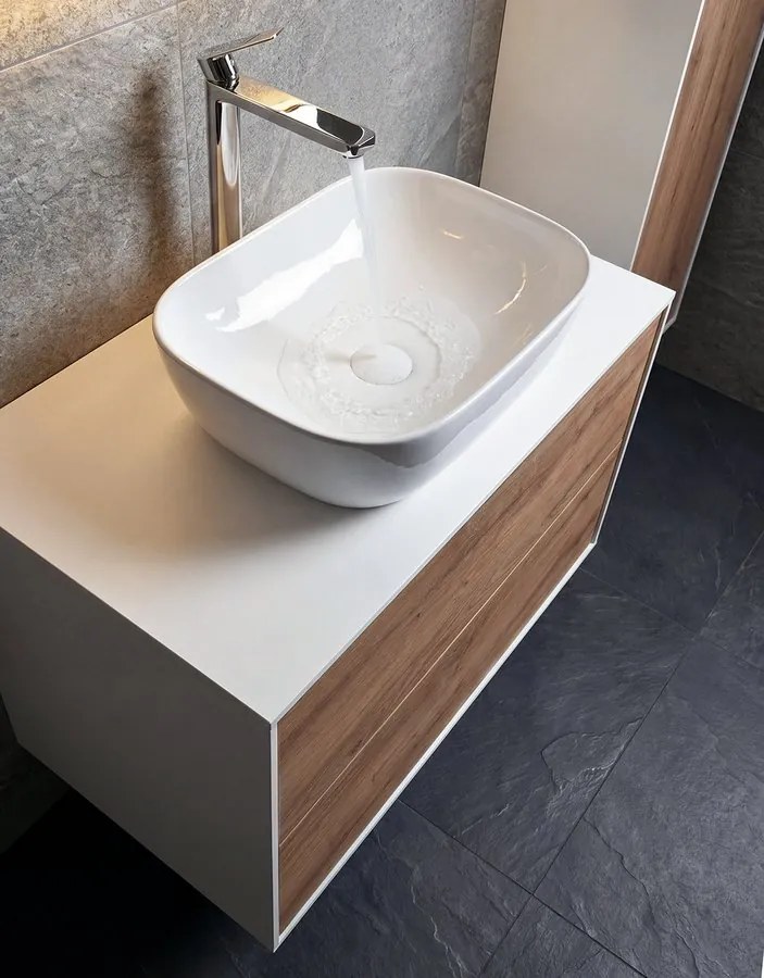 Aqualine Aqualine, ZANYA umyvadlová skříňka 80x50x46cm, bílá mat/dub emporio, ZA280