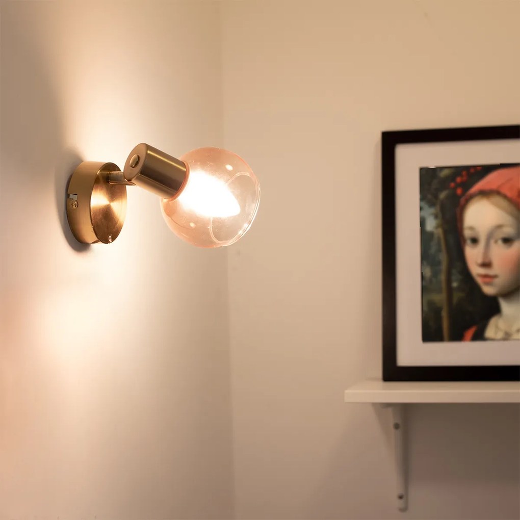 Art Deco bodové světlo zlaté s růžovým sklem - Vidro