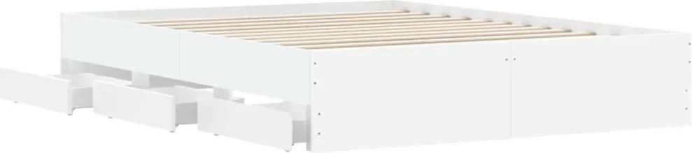 Rám postele se zásuvkami bílý 140 x 200 cm kompozitní dřevo 3207273