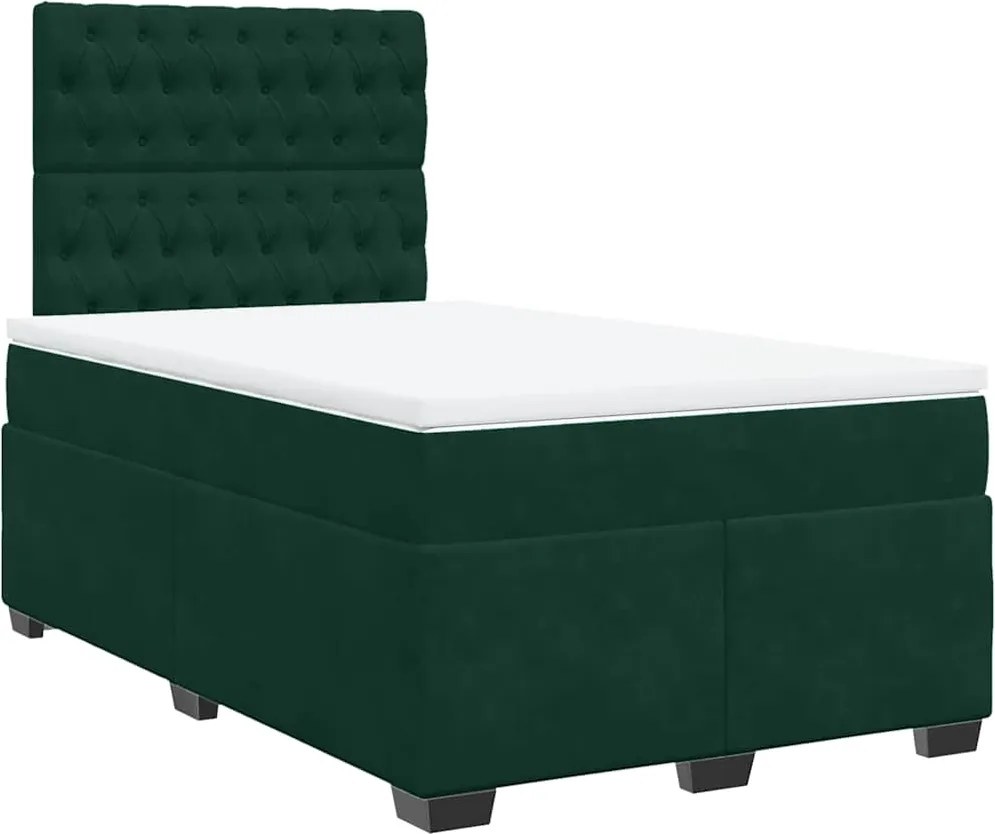 Box spring postel s matrací tmavě zelená 120 x 200 cm samet 3293191