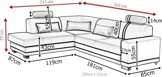 Falco Rohová sedací souprava Tira, rozkládací s úložným prostorem, pravá, černá Inari 100