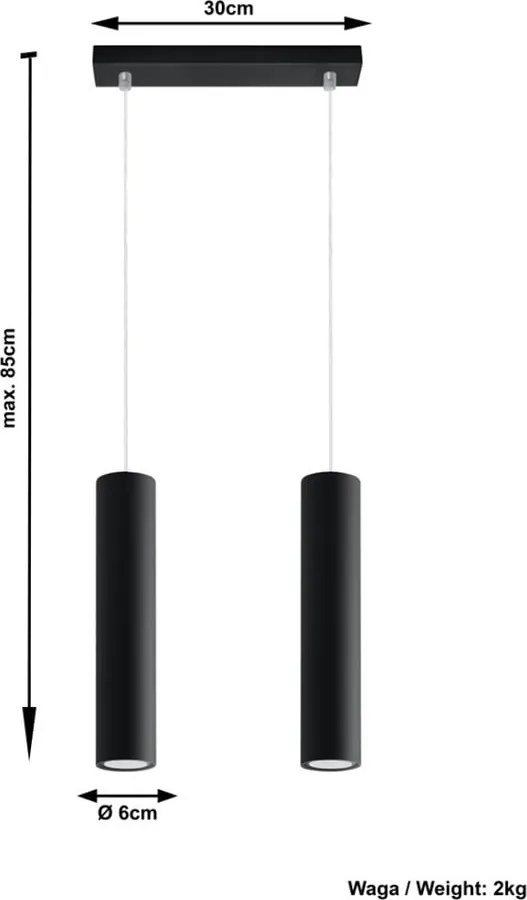 Černé kovové závěsné svítidlo Castro – Sollux