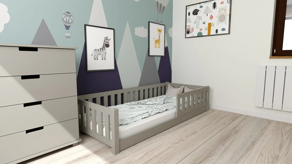 EB Dětská postel MONTESSORI 180 x 80 cm, Šedá Biano.cz