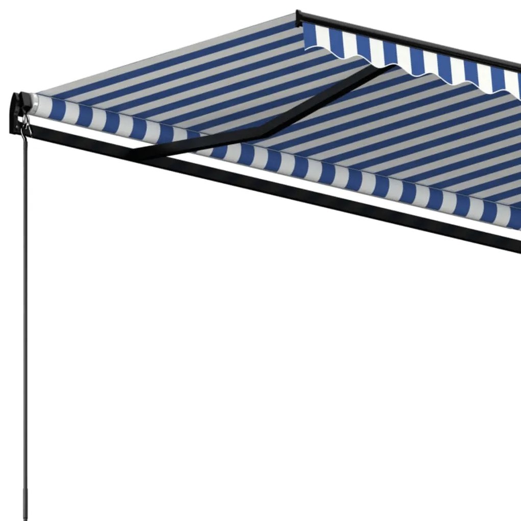 vidaXL Marketos Ručně zatahovací markýza 450 x 350 cm modrobílá