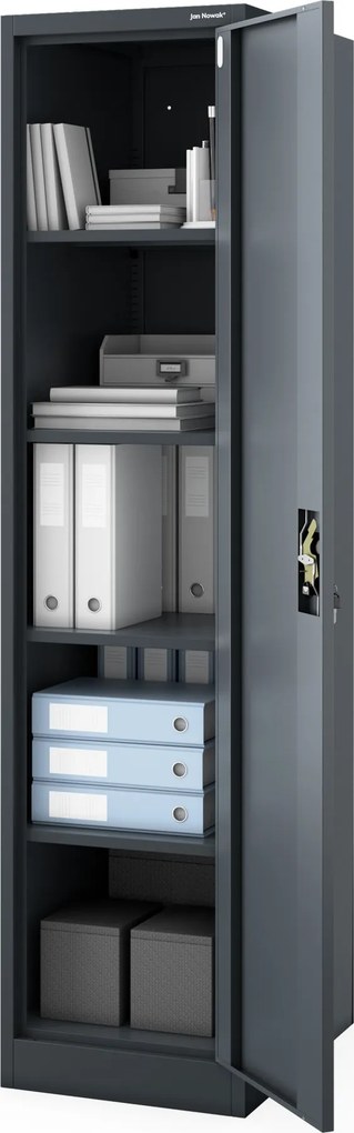 Kovová kancelářská skříň na spisy a dokumenty hluboká, antracitová, 450x1850x600 mm: ALEX D600