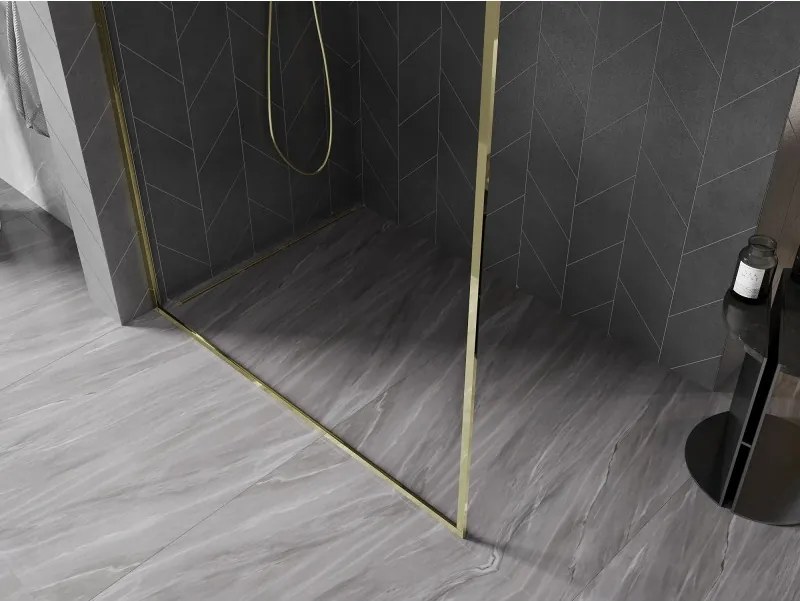 Mexen Kioto-F Sprchová stěna Walk-in s rámem 180 x 202 cm, transparentní 8 mm, zlatá - 800-180-104-50-00