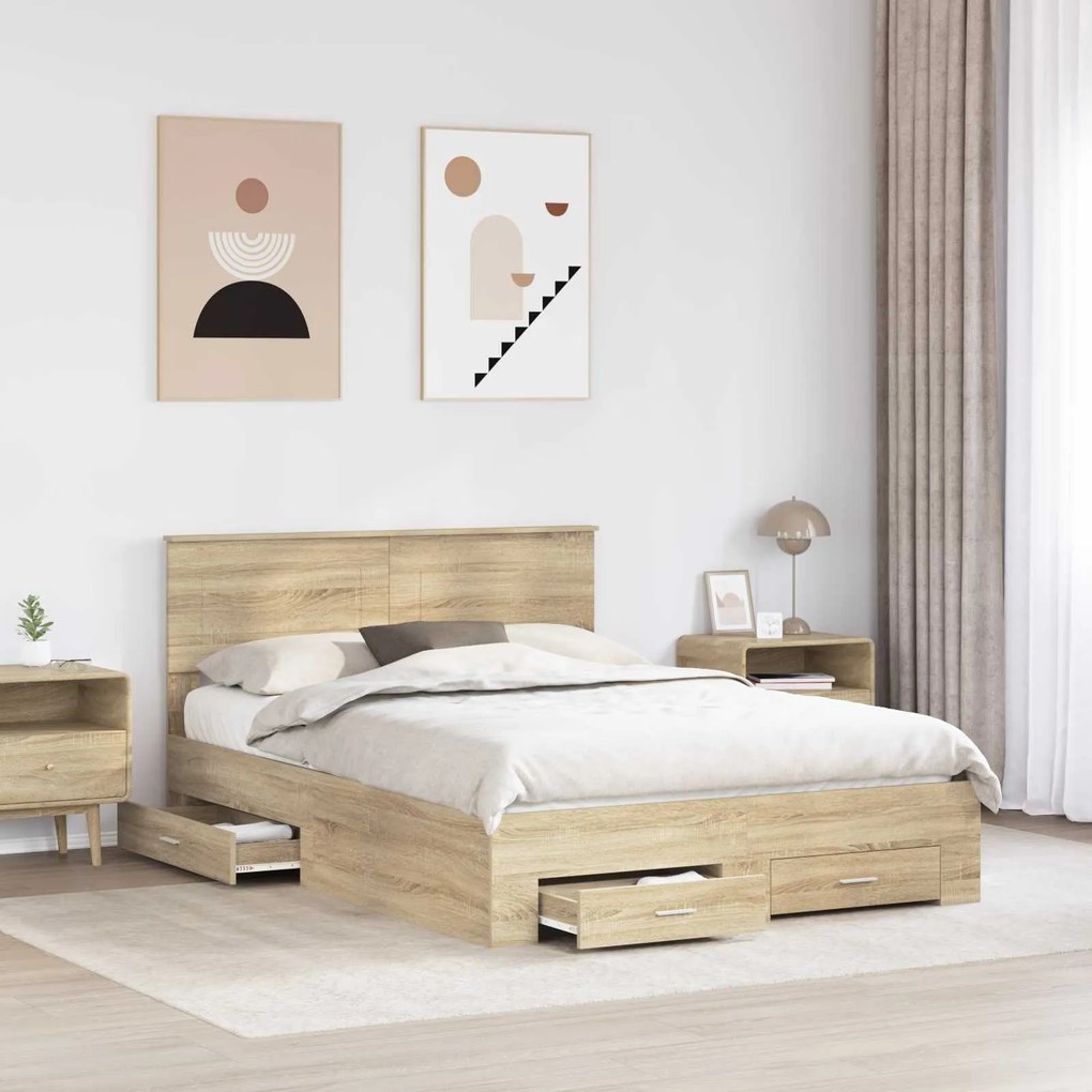 Rám postele s čelo Sonoma dub 140 x 190 cm Kompozitní dřevo 3408256