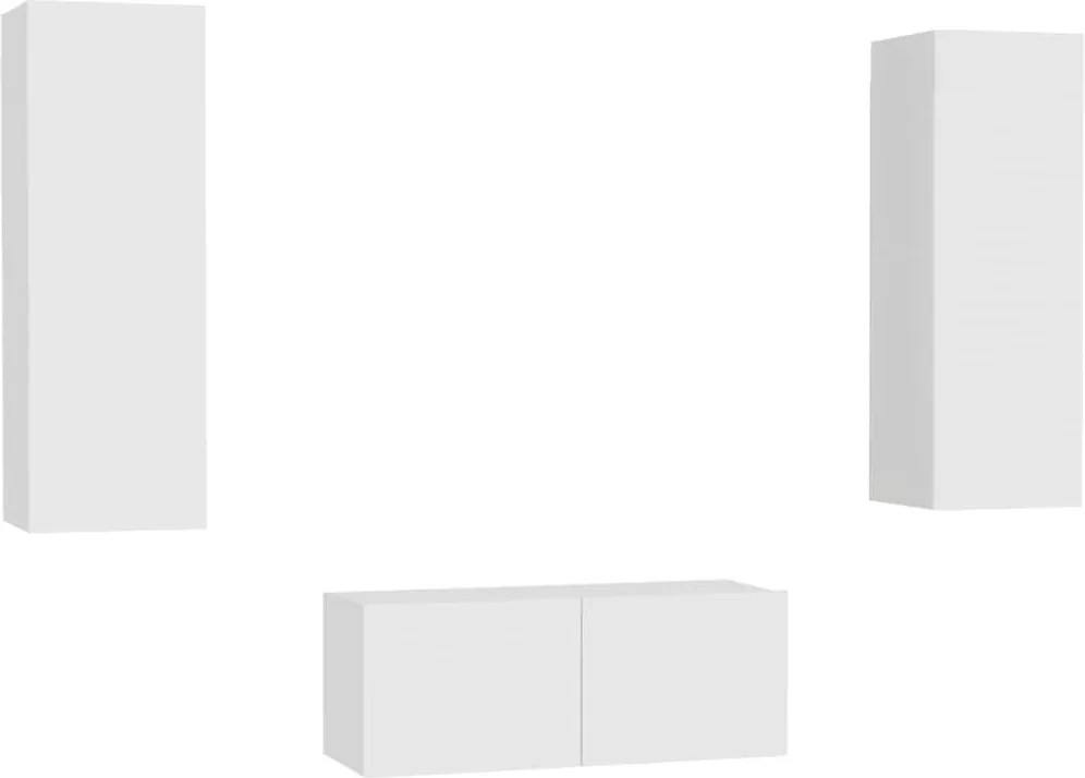 3dílný set TV skříněk bílý kompozitní dřevo 3078658