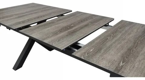 Zahradní rozkládací stůl keramická deska dekor dub 200+60x100 hliníková konstrukce AZT-G1920 GREY