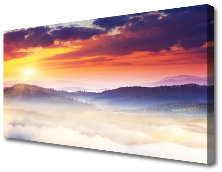 Obraz na plátně Hora Slunce Krajina 125x50 cm