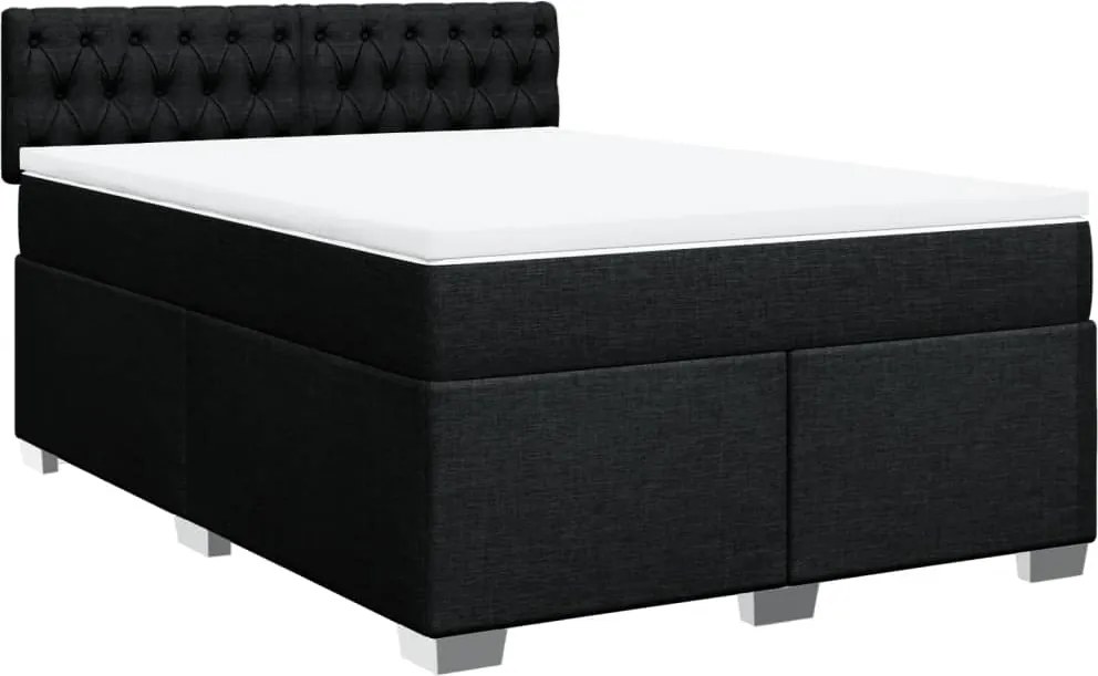 Box spring postel s matrací černá 140x200 cm textil 3285920