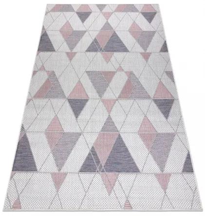 Kusový koberec Sisalový SION 3006 Trojúhelníky ecru / růžový Rozměr: 180x270 cm