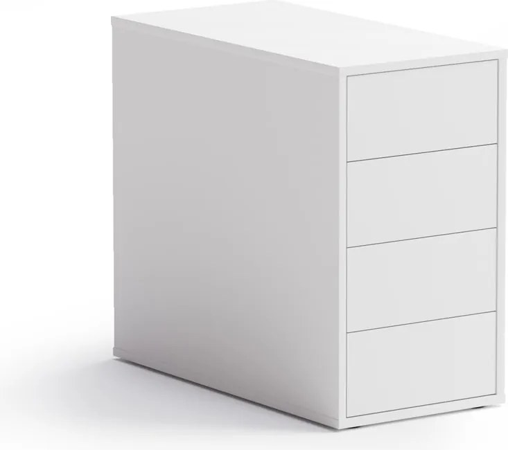 Kancelářský přístavný kontejner BLOCK, 400 x 800 x 710 mm, 4 zásuvky, bílá