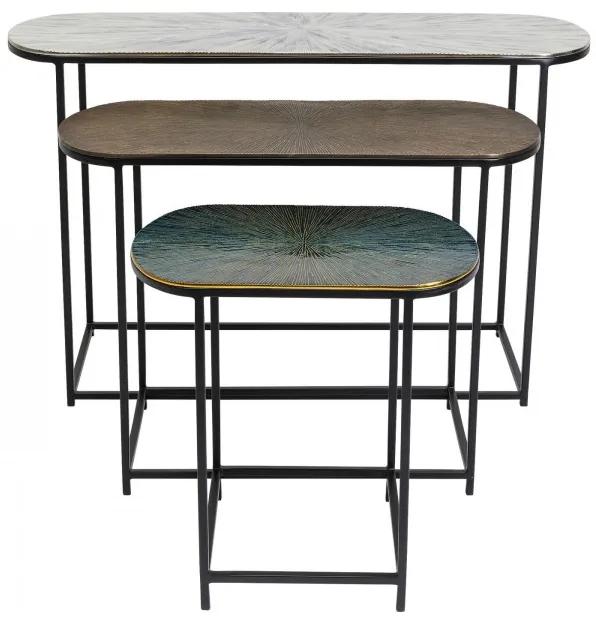 Odkládací stolek Ray Oval set 3 ks 61,75 × 97 × 30 cm KARE DESIGN