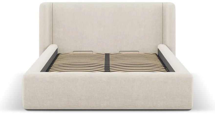 Krémová čalouněná dvoulůžková postel s úložným prostorem s roštem 160x200 cm Jason – Windsor & Co Sofas