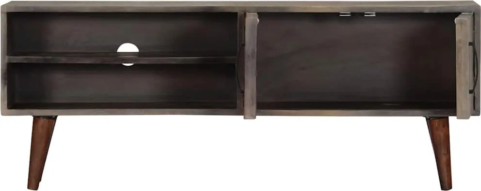 TV stolek šedý 130 x 30 x 46 cm masivní hrubý mangovník 282743