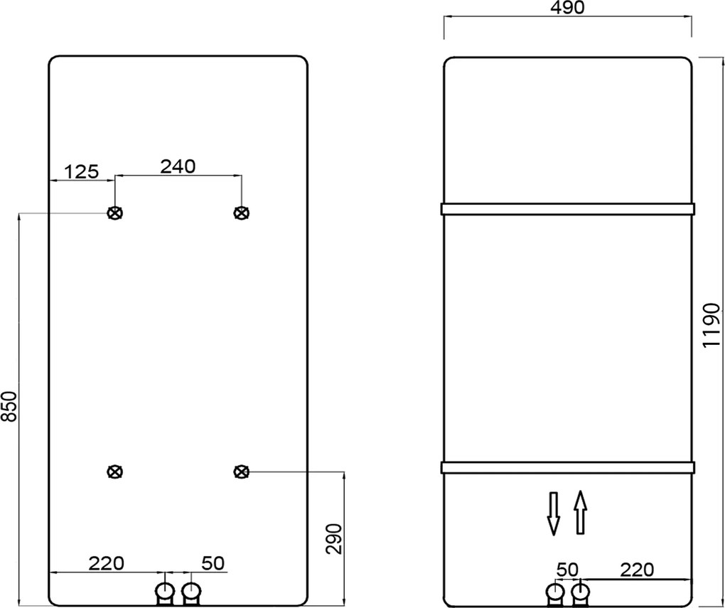 Sapho TABELLA 490 x 1190 mm MI1147 otopné těleso černá mat